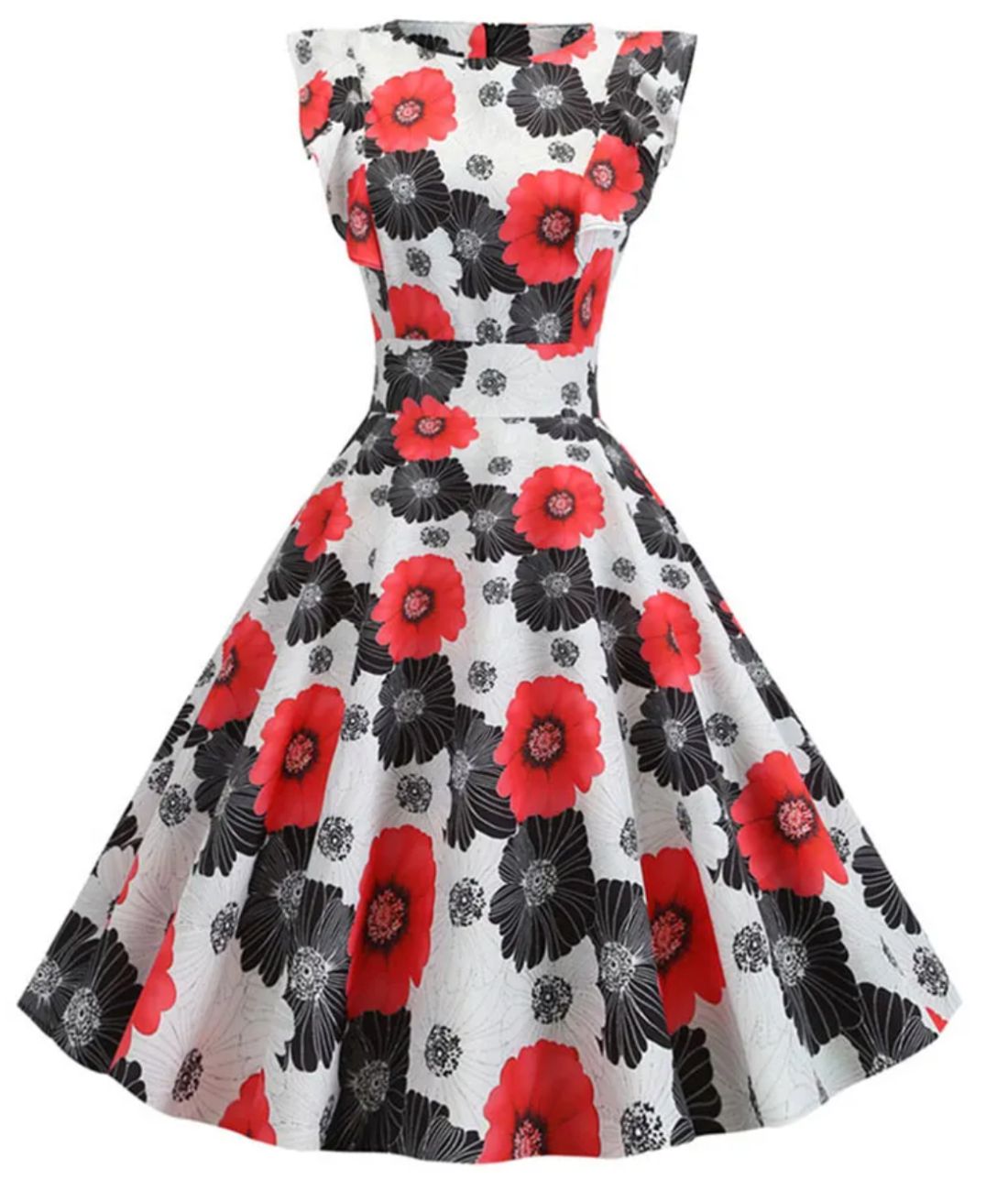 Robe Vintage Pin Up Blanche Fleurs | Madame Vintage